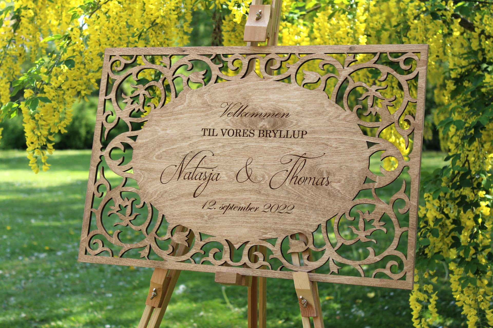 Velkomstskilt i træ - Barok - Skovgaarden